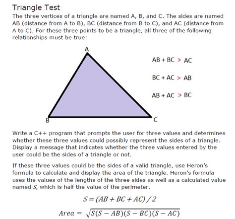 Solved Triangle Test The Three Vertices Of A Triangle Are Chegg