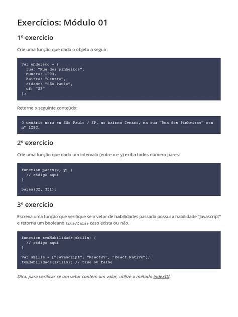 Exercícios Javascript Pdf