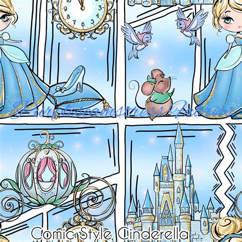 Comic Style Cinderella Purpleseamstress Fabric