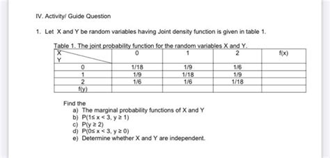 solved 1 let x and y be random variables having joint