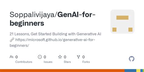 github soppalivijaya genai for beginners 21 lessons get started