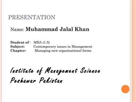 Managing New Organizational Forms Ppt