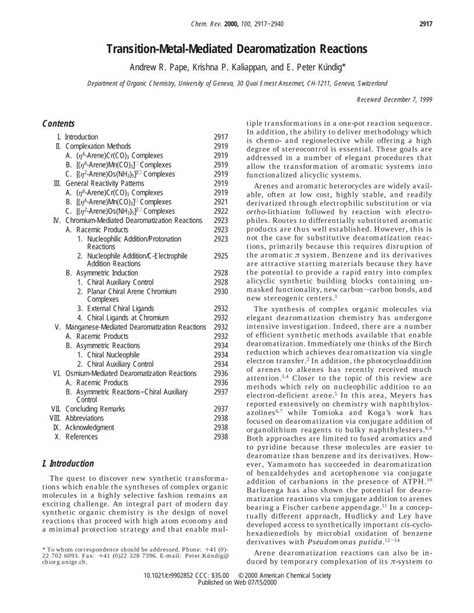 Pdf Transition Metal Mediated Dearomatization Reactions Dokumen Tips