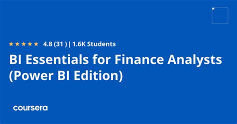 Bi Essentials For Finance Analysts Power Bi Edition Coursera