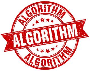 Algorithm Round Grunge Ribbon Stamp Royalty Free Vector