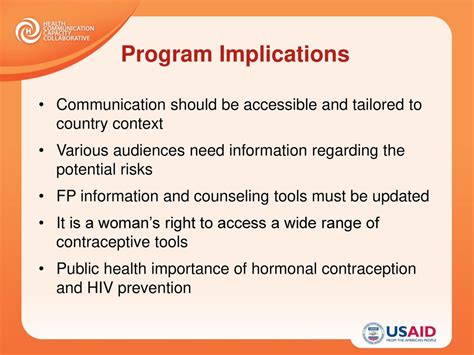 Strategic Communication Framework For Hormonal Contraceptive Methods And Potential Hiv Related