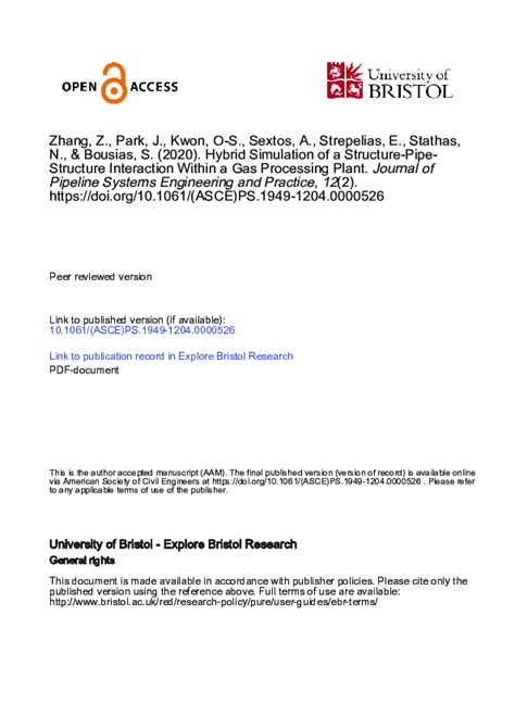 Pdf Hybrid Simulation Of Structure Pipe Structure Interaction Within A Gas Processing Plant