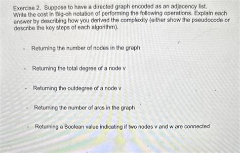 Exercise 2 Suppose To Have A Directed Graph Encoded