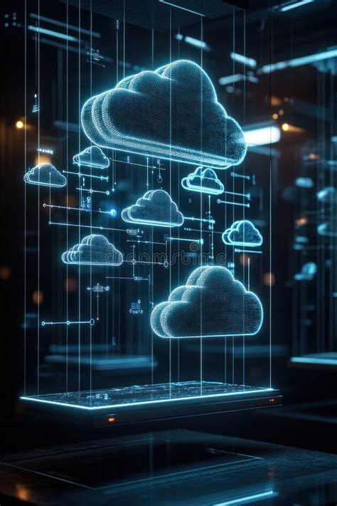 Cloud Api Integration A Sleek Holographic Display Focused On Cloud