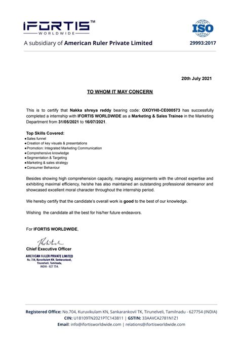 Nakka Shreya Reddy On Linkedin Marketing Sales Intern Internship Ifortis Ifortiscorporate