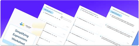 Free Simplifying Expressions Worksheet