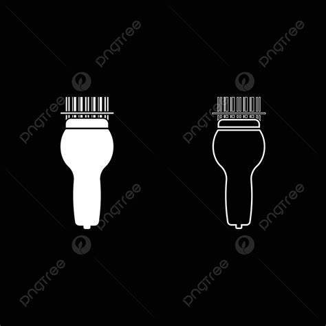 Vector Illustration Set Of Flatstyle White Outline Icons Featuring Handheld Scanners Scanning