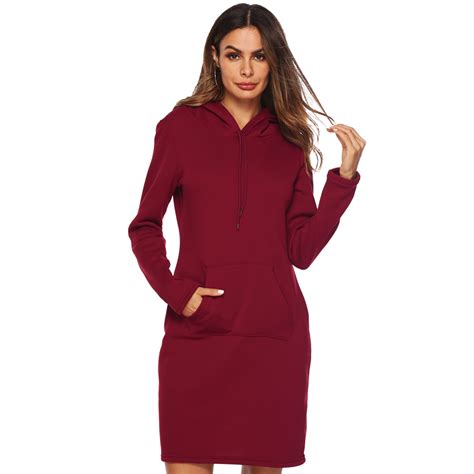 2019 Autumn Long Sweatshirts Women Hoodies Dress Hooded Long Sleeve Hoody Pullover Female