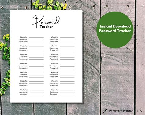 Printable Password Tracker Instant Download Fillable Password Keeper Printable Password Log
