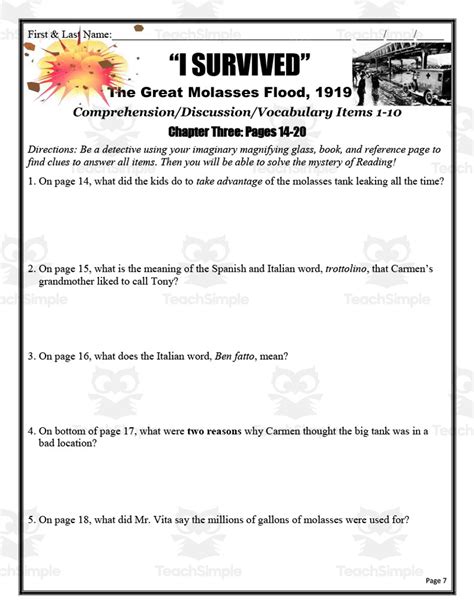 I Survived The Great Molasses Flood 1919 Book Study Unit By Teach Simple