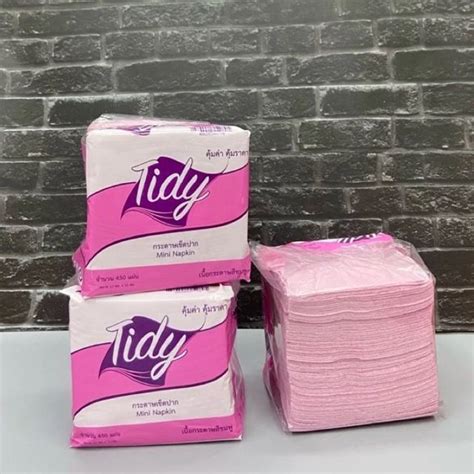 กระดาษเช็ดปาก สีชมพู Tidy แผ่นใหญ่ ไม่เป็นขุย 450แผ่น ห่อ Shopee Thailand
