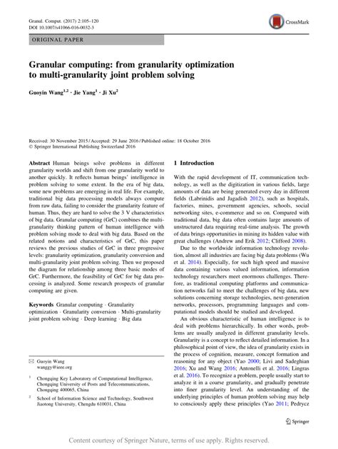 Granular Computing From Granularity Optimization To Multi Granularity