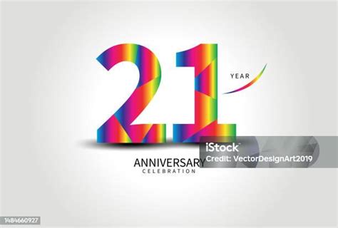 21 주년 기념 축하 로고 다채로운 벡터 21 번호 디자인 21 번째 생일 로고 로고 타입 축하를위한 벡터 기념일 초대 카드 인사말 카드 로고 번호 기념일 21에 대한 스톡