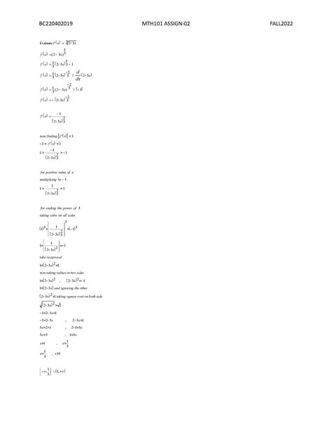 Mth101 Assign BC220402019 MTH101 ASSIGN 02 FALL Studocu