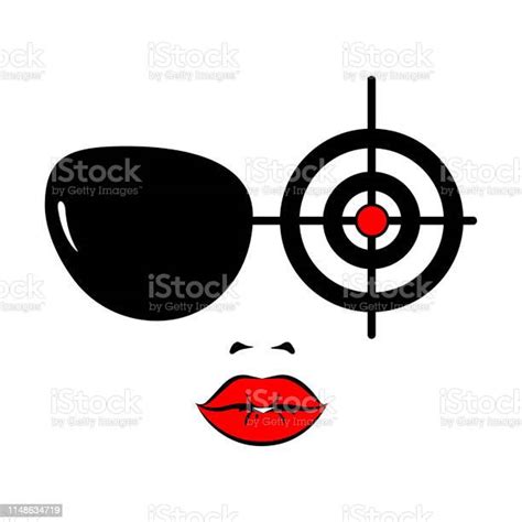선글라스와 대상을 가진 아름 다운 젊은 여자 비밀 요원 스파이 경찰관 탐정 또는 경비원 여성 캐릭터 얼굴입니다 벡터 일러스트 여성에 대한 스톡 벡터 아트 및 기타 이미지