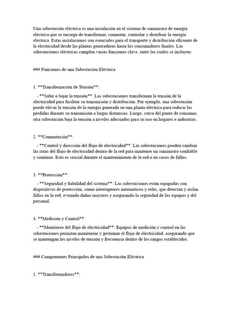 Una Subestación Eléctrica Es Una Instalación En El Sistema De