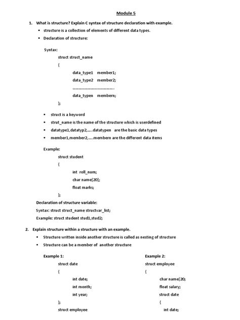 What Is Structure Explain C Syntax Of Structure Declaration With