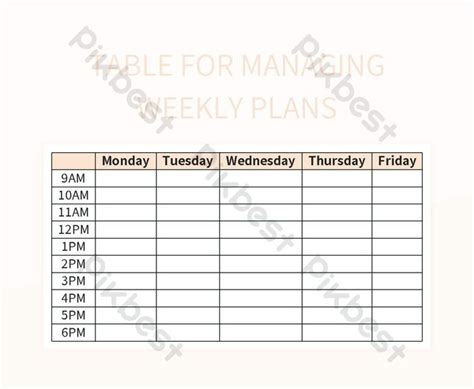 Optimizing Weekly Planning With A Strategic Table Setup Excel Template Free Download Pikbest