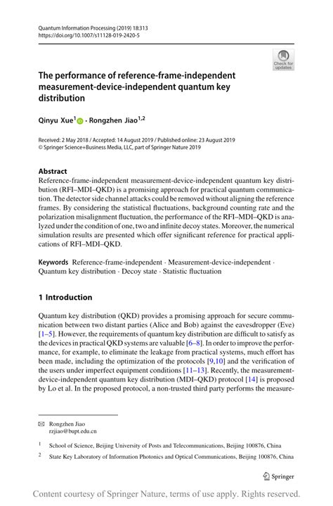 the performance of reference frame independent measurement device