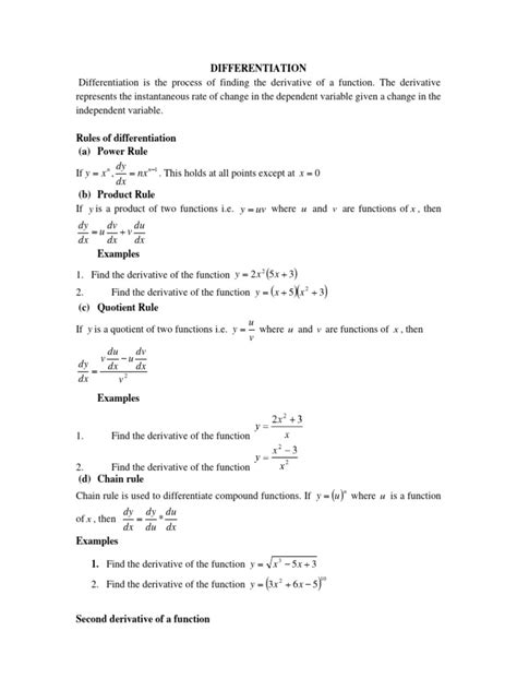 Differentiation And Integration 2 Pdf Derivative Profit Economics