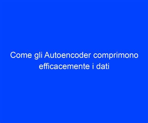 Come Gli Autoencoder Comprimono Efficacemente I Dati Riccardo De Bernardinis
