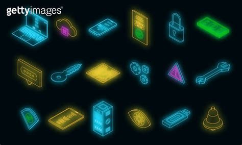 Multi Factor Authentication Icons Set Vector Neon 이미지 1450206997 게티이미지뱅크