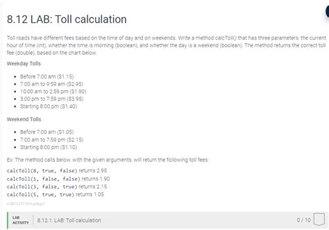 Solved Toll Roads Have Different Fees Based On The Time Of