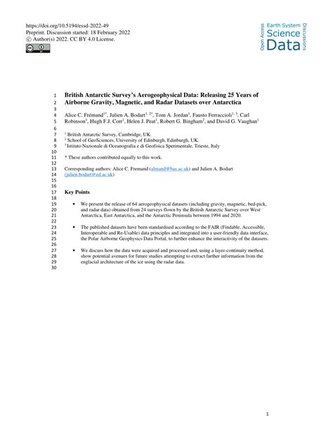 Pdf British Antarctic Surveys Aerogeophysical Data Releasing 25 Years Of Airborne Gravity