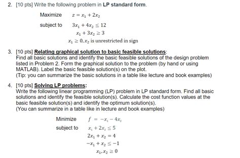 2 10 Pts Write The Following Problem In Lp