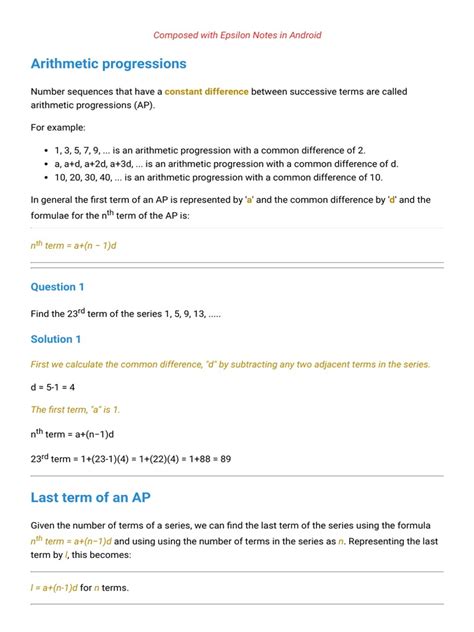 arithmetic progressions md pdf mathematics elementary mathematics