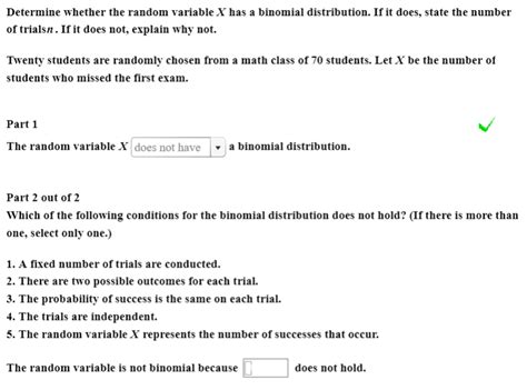 solved determine whether the random variable x has a