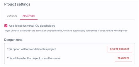 Project Settings Tolgee