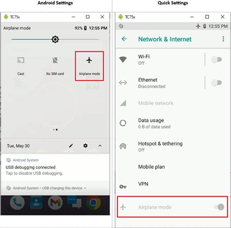 disable user access to airplane mode from the android settings and