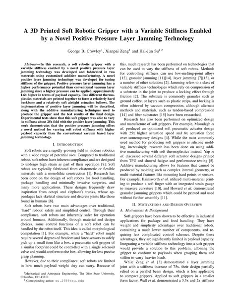 Pdf A 3d Printed Soft Robotic Gripper With A Variable Stiffness