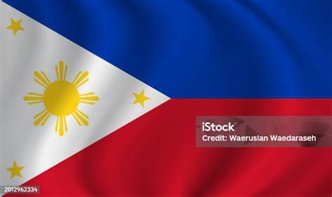 바람에 휘날리는 깃발을 흔드는 필리핀 텍스처를 배경으로 사용할 수 있습니다 벡터 일러스트 레이 션 Eps10 3차원 형태에 대한