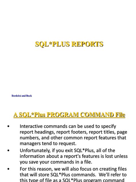 Sql Plus Reports Bordoloi And Bock Pdf Parameter Computer