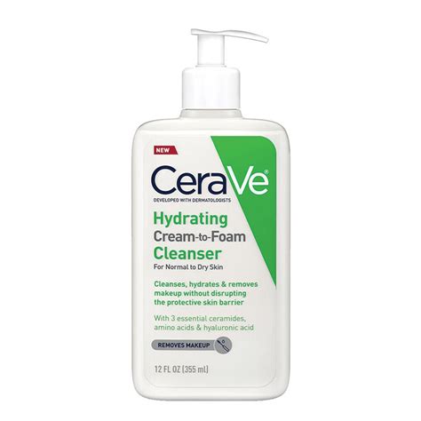 Cerave Hydrating Cream To Foam Cleanser For Normal To Dry Skin With Hyaluronic Acid