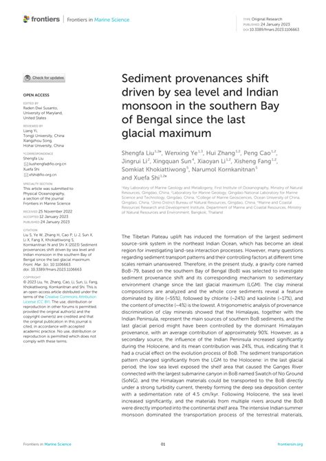 Pdf Sediment Provenances Shift Driven By Sea Level And Indian Monsoon