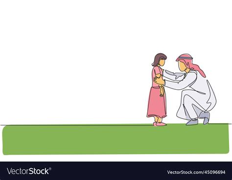 Single Continuous Line Drawing Of Young Arabian Vector Image