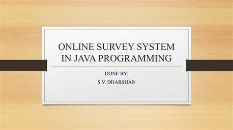 Computer Networks Online Survey System In Java Pptx