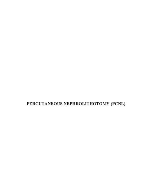 Percutaneous Nephrolithotomy Pcnl Pdf