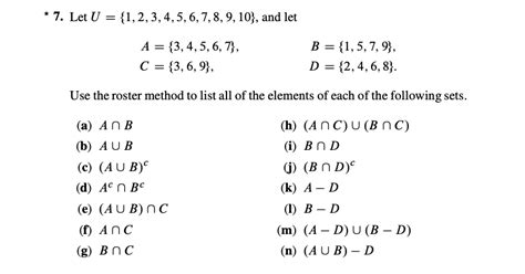 Solved 7 Let U 12345 6 7 8 9 10 And Let A