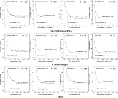 The Impact Of Ezh2 Mutation On Survival Of Aml Patients Kaplan‐meier