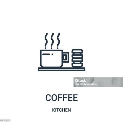 주방 컬렉션에서 커피 아이콘 벡터입니다 얇은 라인 커피 개요 아이콘 벡터 일러스트 레이 션입니다 웹 및 모바일 앱 로고 인쇄 미디어에 사용할 선형 기호입니다 0명에 대한