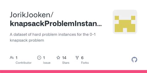 Github Jorikjooken Knapsackprobleminstances A Dataset Of Hard Problem Instances For The